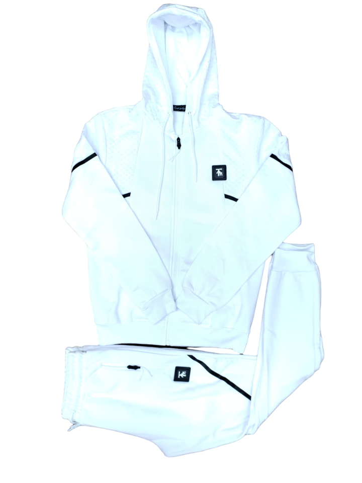 Mens White Time Is Money Tracksuit 2 Piece Set Hoodie Joggers Zip Pant ...