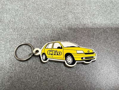 PORTE-CLES CLEF KEY KEYCHAIN PVC VINTAGE RENAULT CLIO JAUNE GARAGE ...