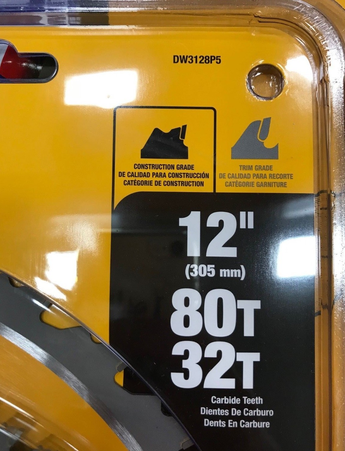 DeWalt DW3128P5 - 12 in. Miter Saw Blade 32-Teeth and 80-Teeth - 2-Pack ...