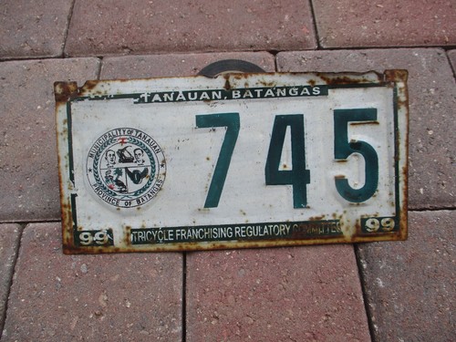 Philippine 1999 Tanauan Batangas license plate # 745 | eBay