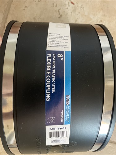 Everflow Flexible Coupling Pipe Size 8" #4839 For Cast Iron, Plastic or ...