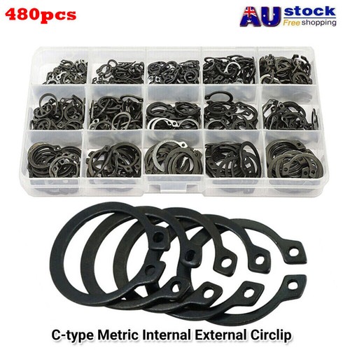 480pcs C-type Metric Internal External Circlip Snap Ring Grab ...