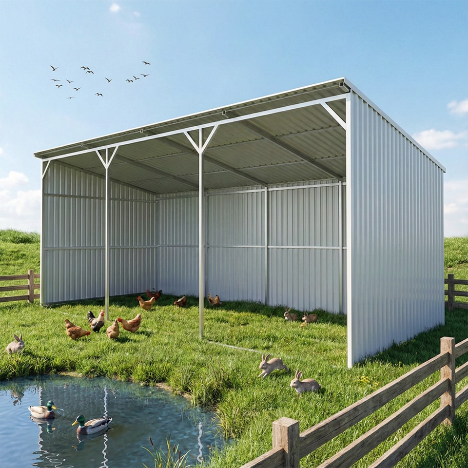 25x12 Galvanized Steel Farm Livestock Shed Building Heavy Duty ...
