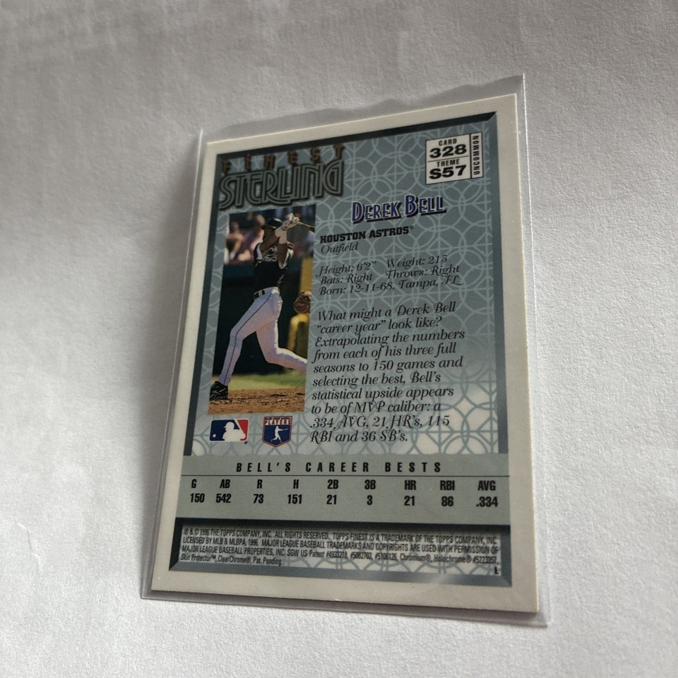 1996 Topps Finest Sterling Silver Refractor Derek Bell #328 Houston ...