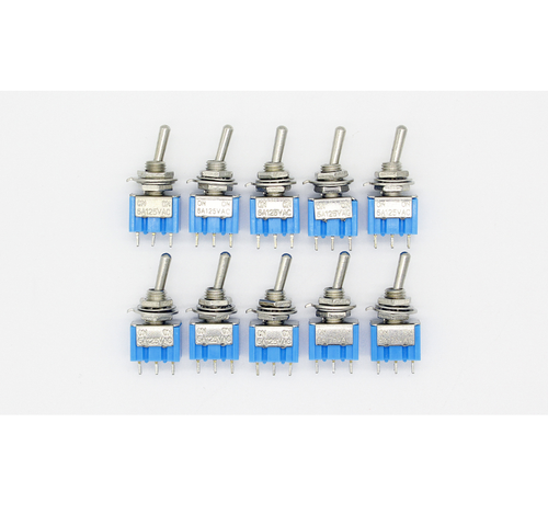 10pc/LOT Blue Mini MTS-102 3-Pin SPDT ON-ON 6A 125VAC Miniature Toggle ...