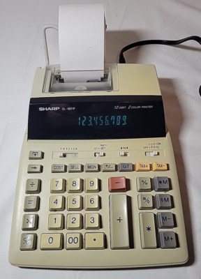 Sharp / EL-1801P / Portable 12-Digit 2-Color Serial Printing Calculator ...