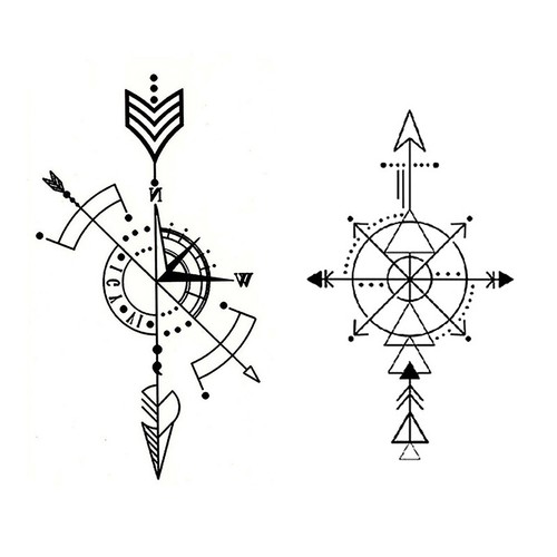 Waterproof Temporary Tattoo Sticker Compass Arrow Roman Clock Arm Body ...