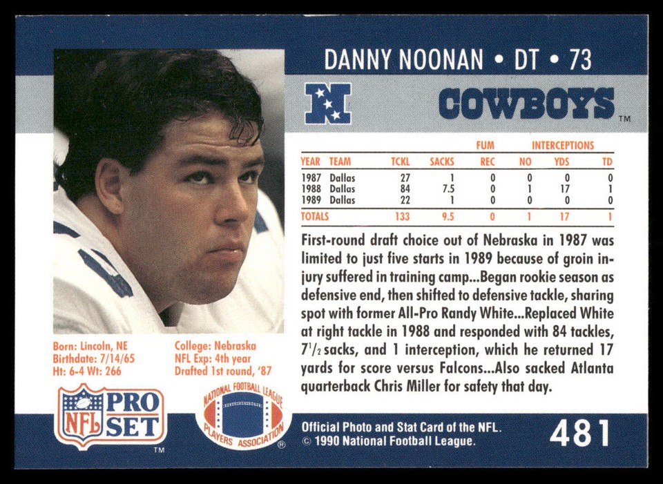 1990 Pro Set #481 Danny Noonan Dallas Cowboys | eBay