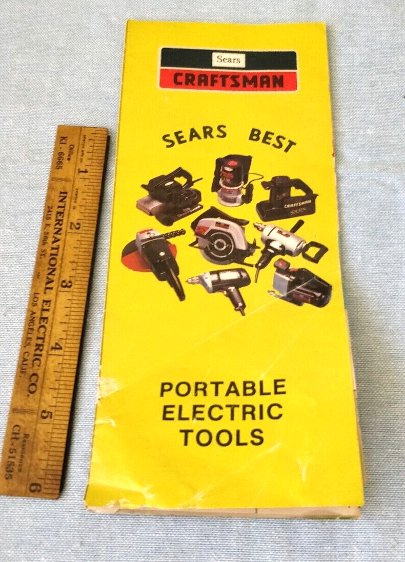 =Craftsman= SEARS BEST -- Portable Electric Tools -- Booklet Fold out ...