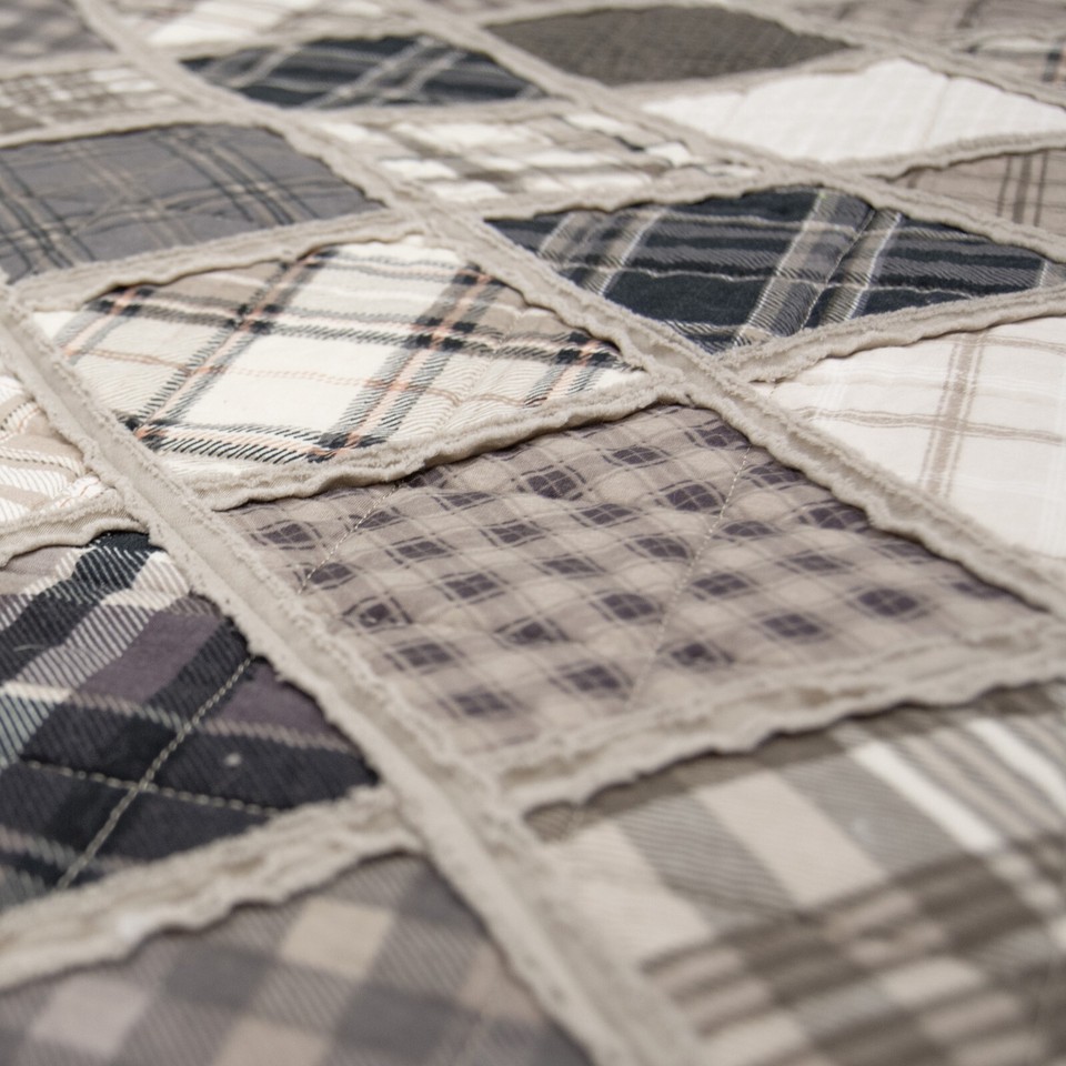 Donna Sharp Driftwood Pieced Cotton Rag King Quilt Set Patchwork Rustic ...