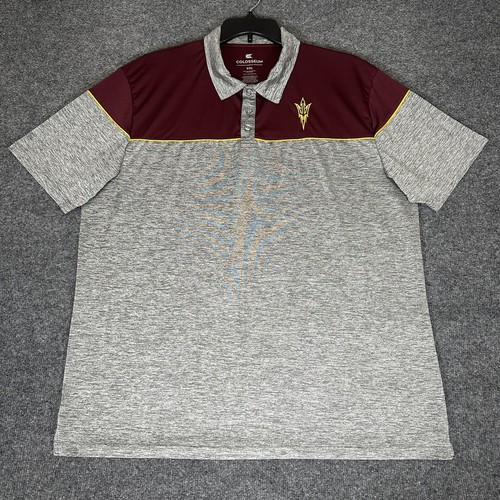 Arizona State Sun Devils ASU Polo Shirt Mens 2XL Red Grey Short Sleeve ...