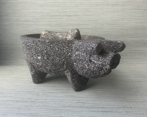 Large Heavy Natural Lava Stone Mortal & Pestle, Pig Shape | eBay