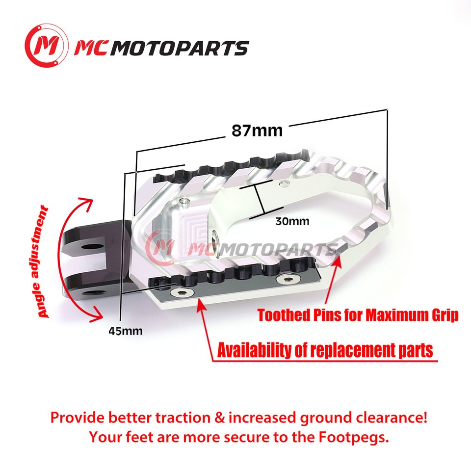Silver Rider Wide Front Foot Pegs For Razor MX350 MX400 MX500 MX650 | eBay
