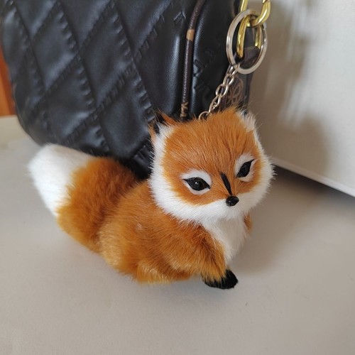 Adorable Faux Fur Fox Keychain Key Ring Fluffy Animal Bag Charm for ...