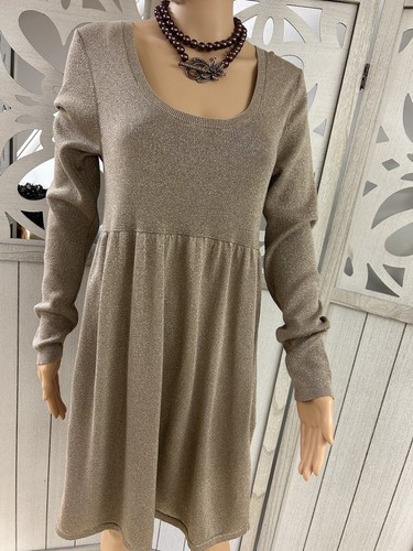 Kenneth Cole Gold Metallic Baby Doll Dress Sz XL Silk Blend | eBay