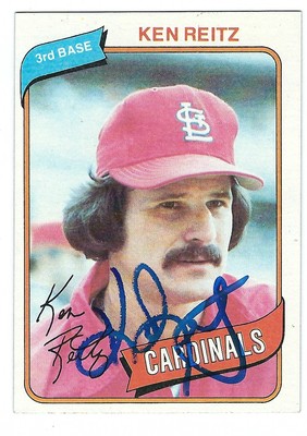 Autographed 1980 Topps #182 KEN REITZ St. Louis Cardinals card w/ COA ...