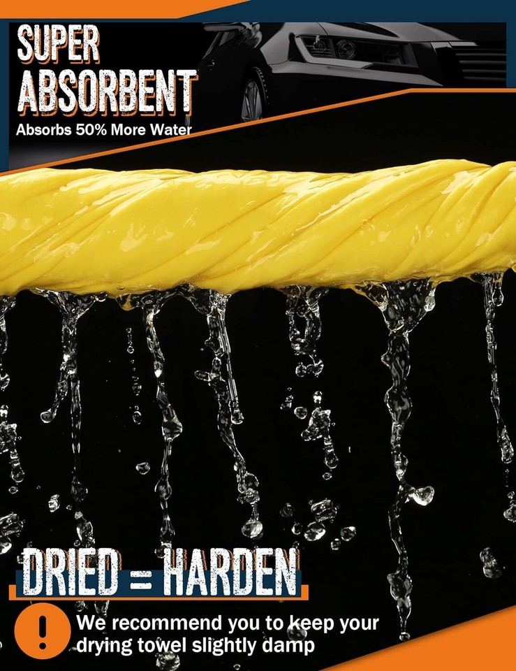 1 Car Wash Chamois Shammy Towel Synthetic Super Absorbent Drying Cloth ...