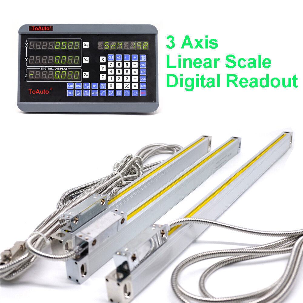 DRO Display 3Axis Digital Read Out Lathe Ruler Linear Scale 150&300 ...