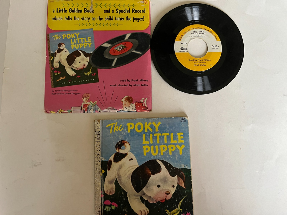 Vintage 1957 Little Golden Book THE POKY LITTLE PUPPY Record and Book ...