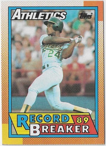 1990 Topps #7 Rickey Henderson '89 Record Breakers Athletics MLB ...