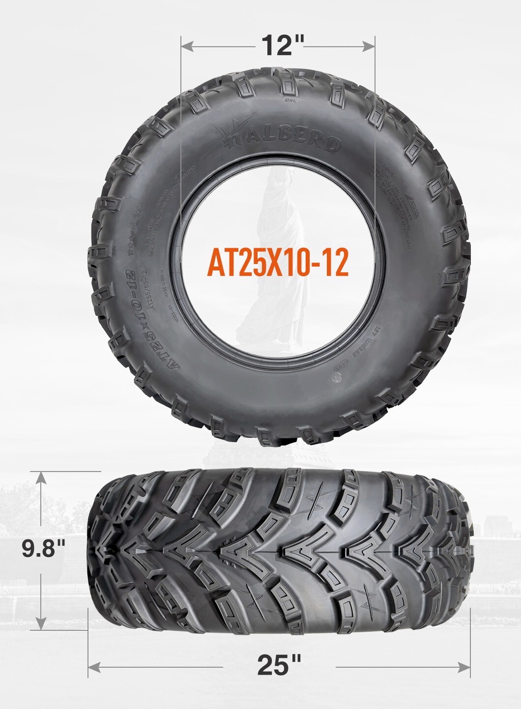 Two 25x8-12 &Two 25x10-12 ATV Tires 25x8x12 25x10x12 6Ply Mud UTV ...
