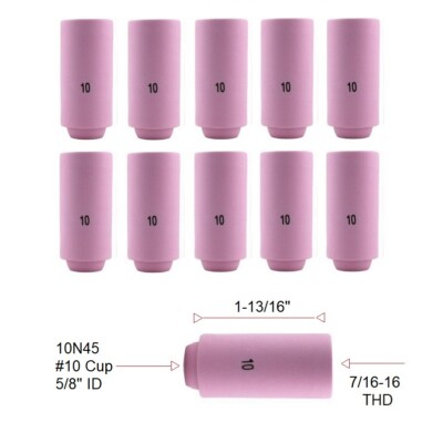 TIG Ceramic Cup 10N45 #10 Welding ALUMINA Nozzle 5/8" Fits TIG 17, 18 ...