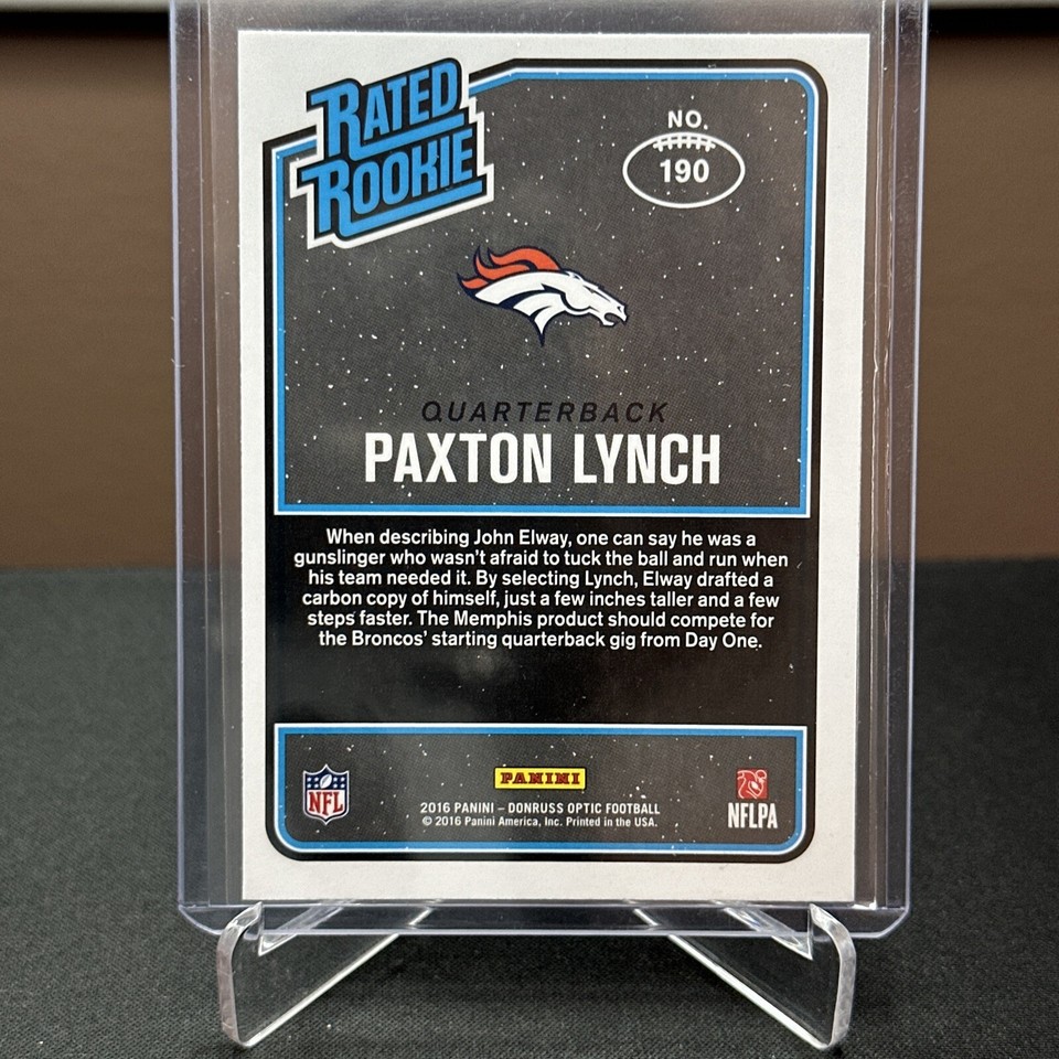 2016 Donruss Optic: Paxton Lynch Rated Rookie Card No. 190 | eBay