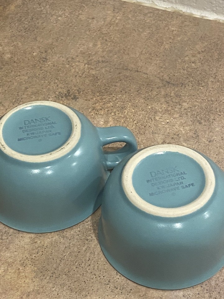 2 DANSK Mesa TURQUOISE Tea Cups Mugs (ONLY) Stoneware Retired ...