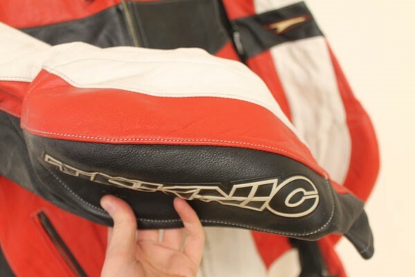 MENS TEKNIC RED LEATHER ARMORED CRASH PROTECTION MOTORCYCLE RACING ...