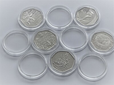 10 x 28mm Coin Capsules for 50p ( small ) -Clear Holder -Coin Protector ...
