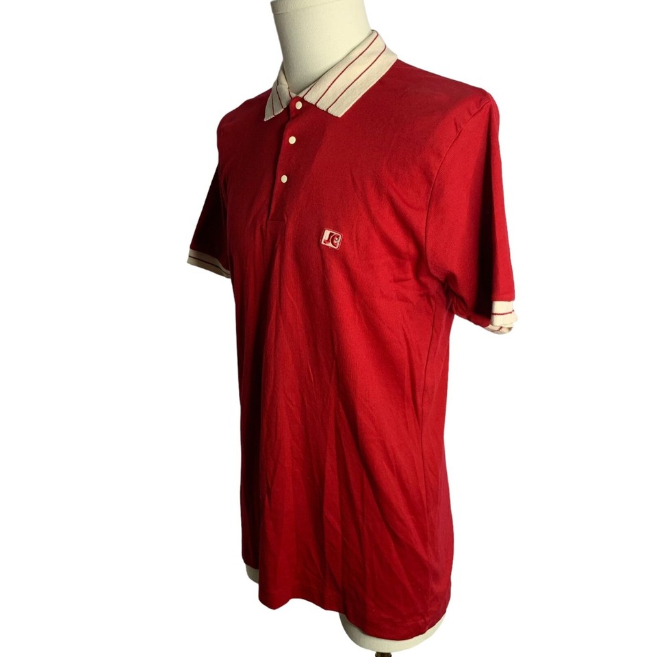 Vintage 80s Jimmy Connors Polo Tennis Shirt M Red Snaps Short Sleeves ...