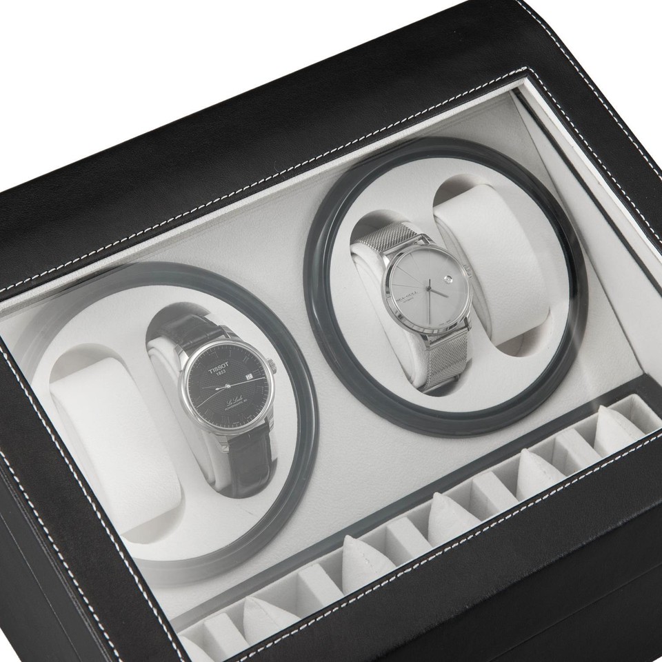 Leather Watch Winder Storage Auto Display Box 4+6 Automatic Rotation | eBay