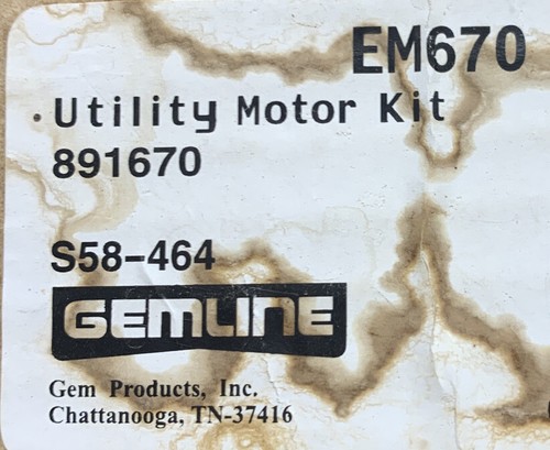 GEMLINE EM670 Utility Motor Kit 891670 120V for sale online | eBay