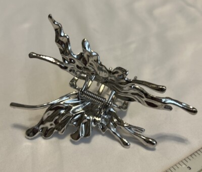 Beautiful Hair Clip Pinch Style Silver Tone Clear Rhinestones Butterfly ...