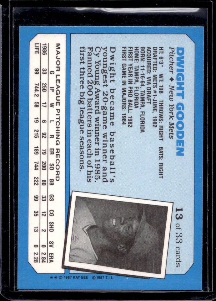 1987 Dwight Gooden Topps Kay-Bee Superstars of Baseball #13 | eBay