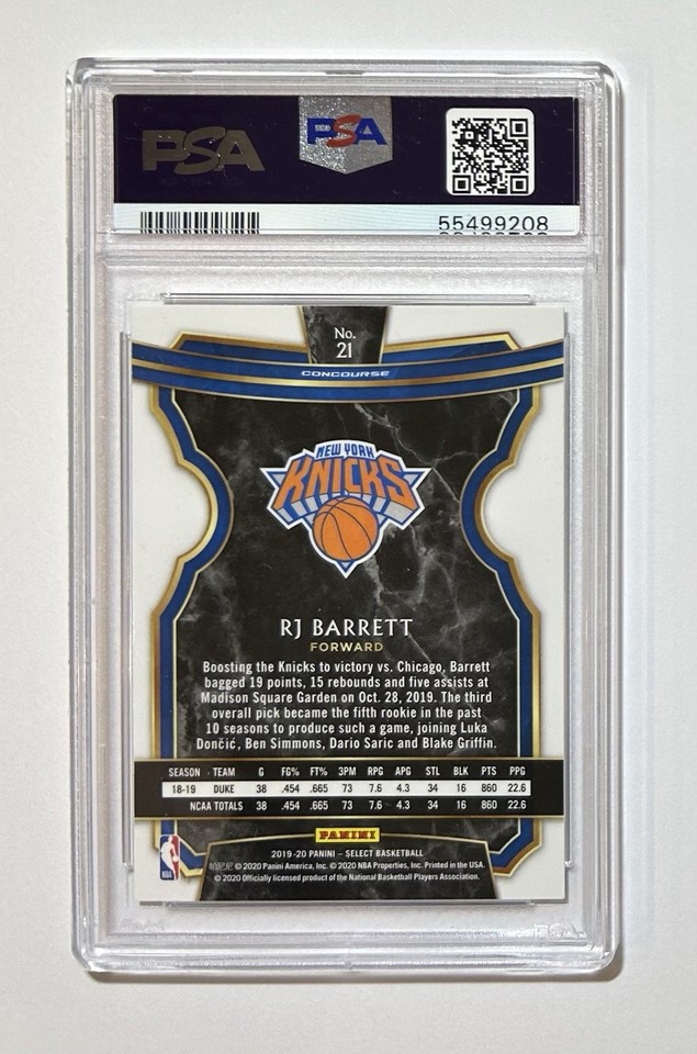 2019 Panini Select #21 RJ Barrett RC Rookie PSA 9 MINT | eBay