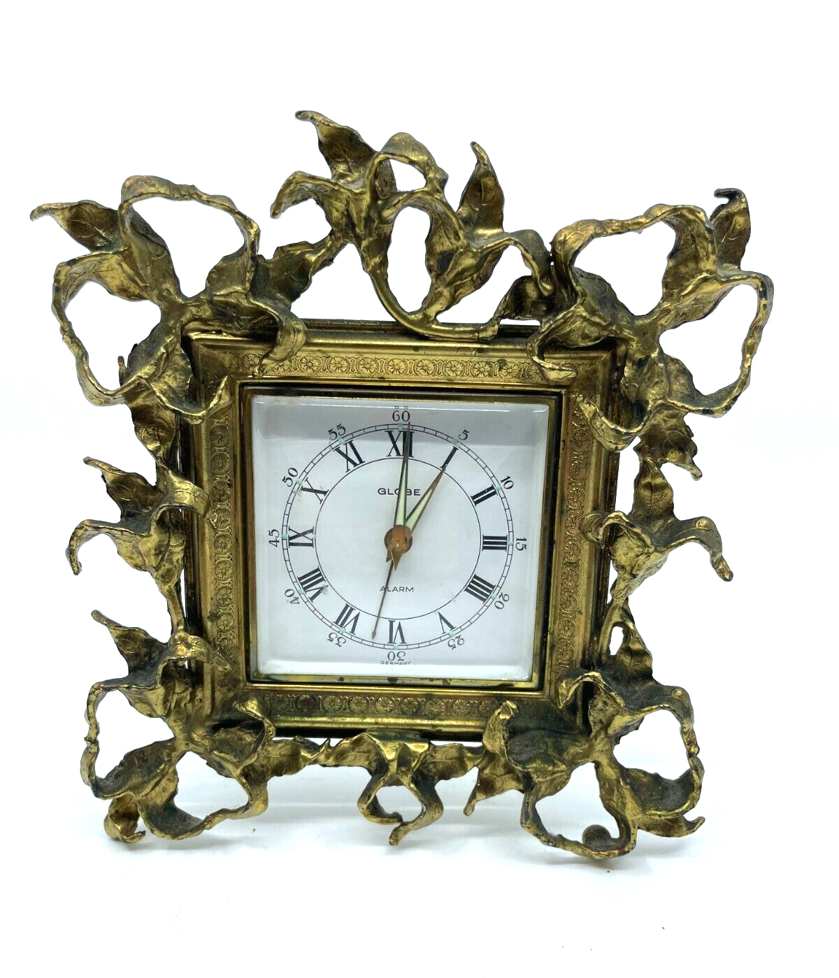 MCM Gold Alarm Clock Metal Desk Bedside Boudoir Ornate OOAK Vintage ...