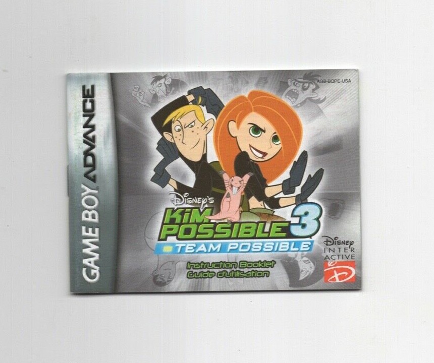 Kim Possible 3 Team Possible GBA MANUAL ONLY Nintendo | eBay