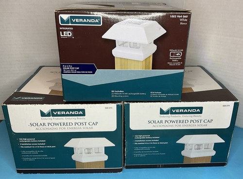 Mixed Lot (3) Veranda LED White 4x4 Solar Post Cap/Model 1002 964 060 ...