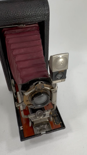 Antique Kodak 3A Folding Pocket Model B-4 Red Bellows Camera with Case ...