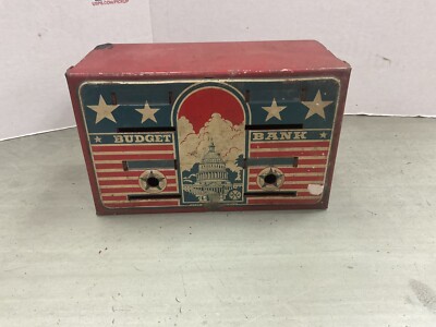 VINTAGE MARX TOYS BUDGET BANK WITH U.S. FLAG & CAPITOL OLD METAL BANK ...