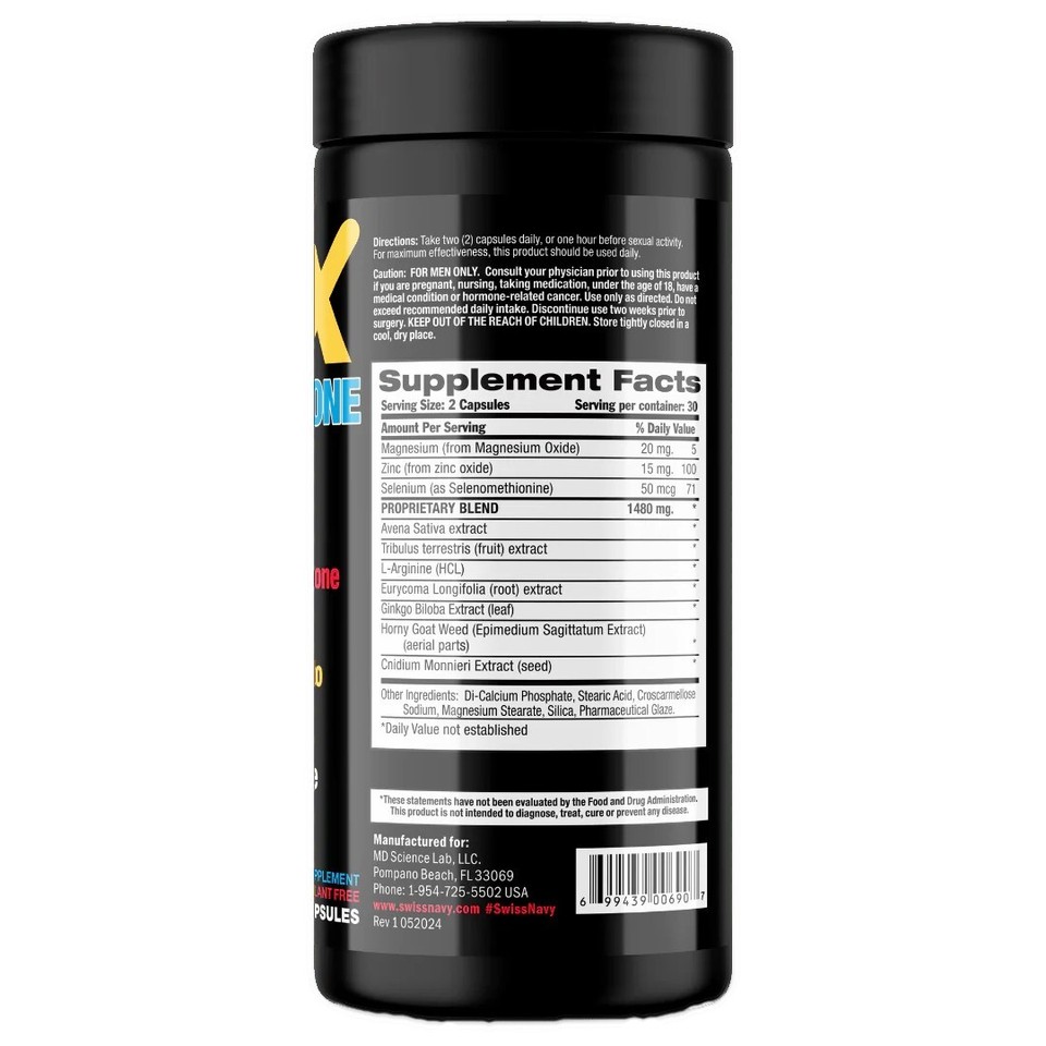 Swiss Navy Max Testosterone 60 Caps Male Libido + Energy Support ...