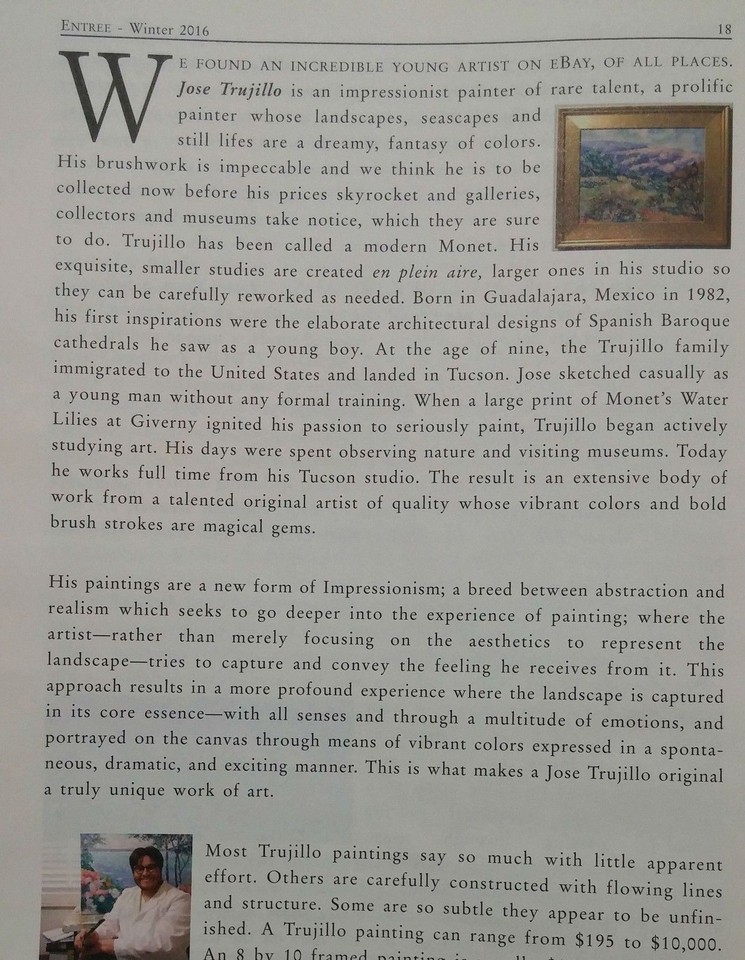 JOSE TRUJILLO Red Treeline Sunset Sky Atmospheric ART Oil Painting ...