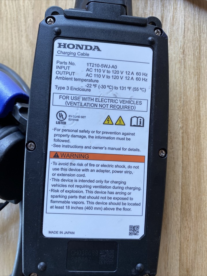 2024 Honda Prologue Hybrid EV Charger Charging Cable OEM Electric Car ...
