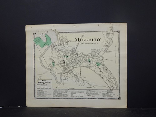 Massachusetts, Worcester County Map, 1870 P2#42 Millbury | eBay