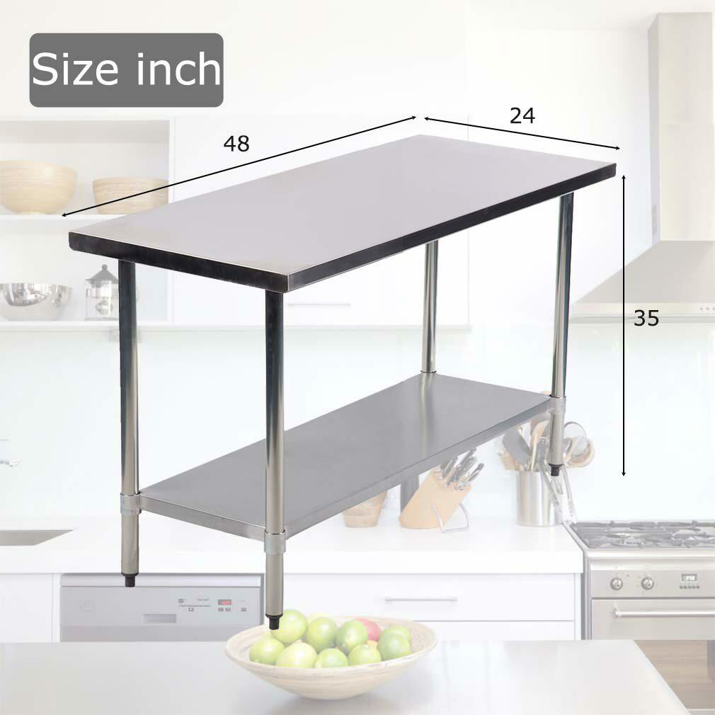 Kitchen Work Table Stainless Steel Adjustable Food Prep Table 24" 36 ...