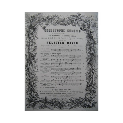 DAVID Félicien Christophe Colomb No 4 bis Chant Piano ca1860 | eBay