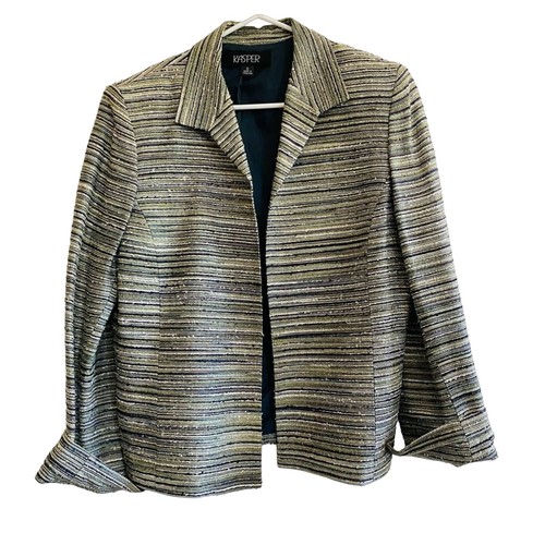 Kasper silk blend blazer neutral striped size 12 | eBay