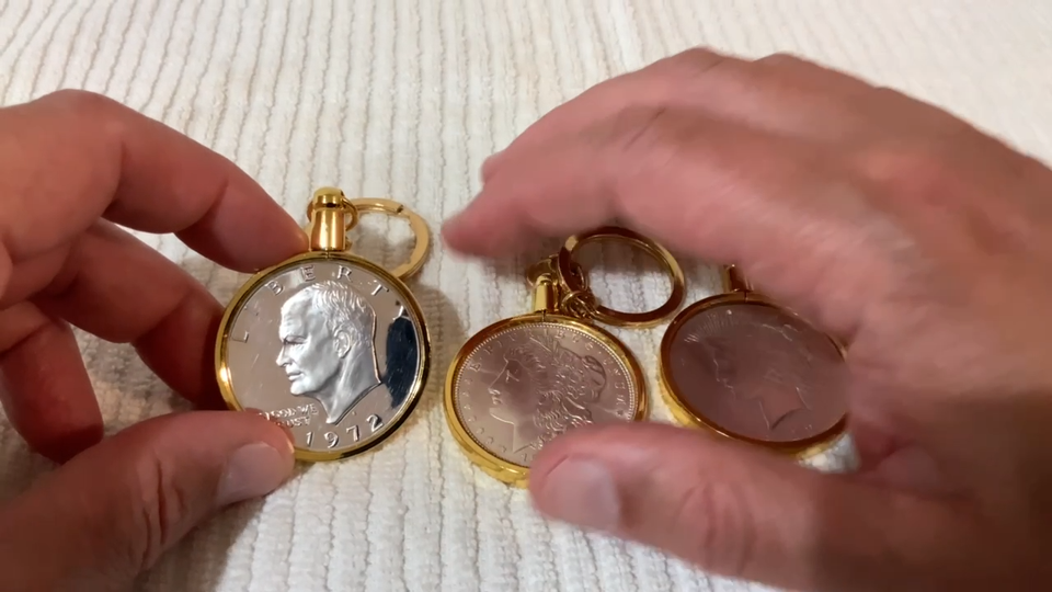 38MM BEZEL FITS Morgan, Peace, Ike Dollars For Coin Keychains (GOLD) | eBay
