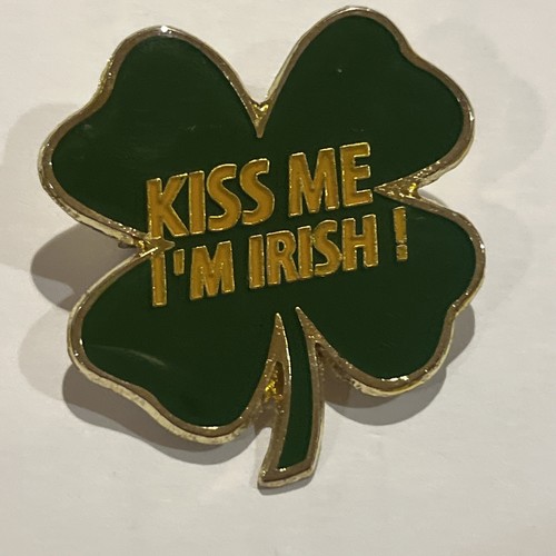 Lapel Pin Kiss Me I'm Irish Enamel Lapel/Hat/Tie Pin Four Leaf Clover ...